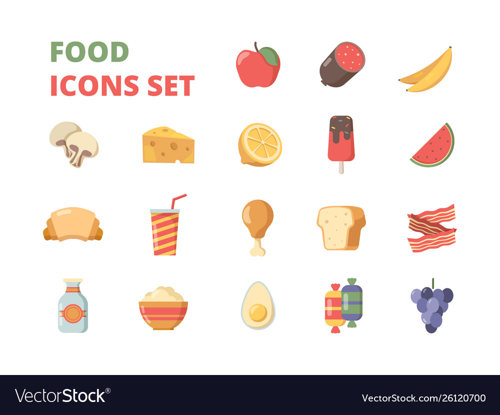 Food icon fruits meat milk supermarket products Vector Image