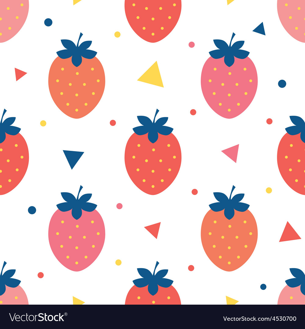 Fun strawberries seamless pattern Royalty Free Vector Image