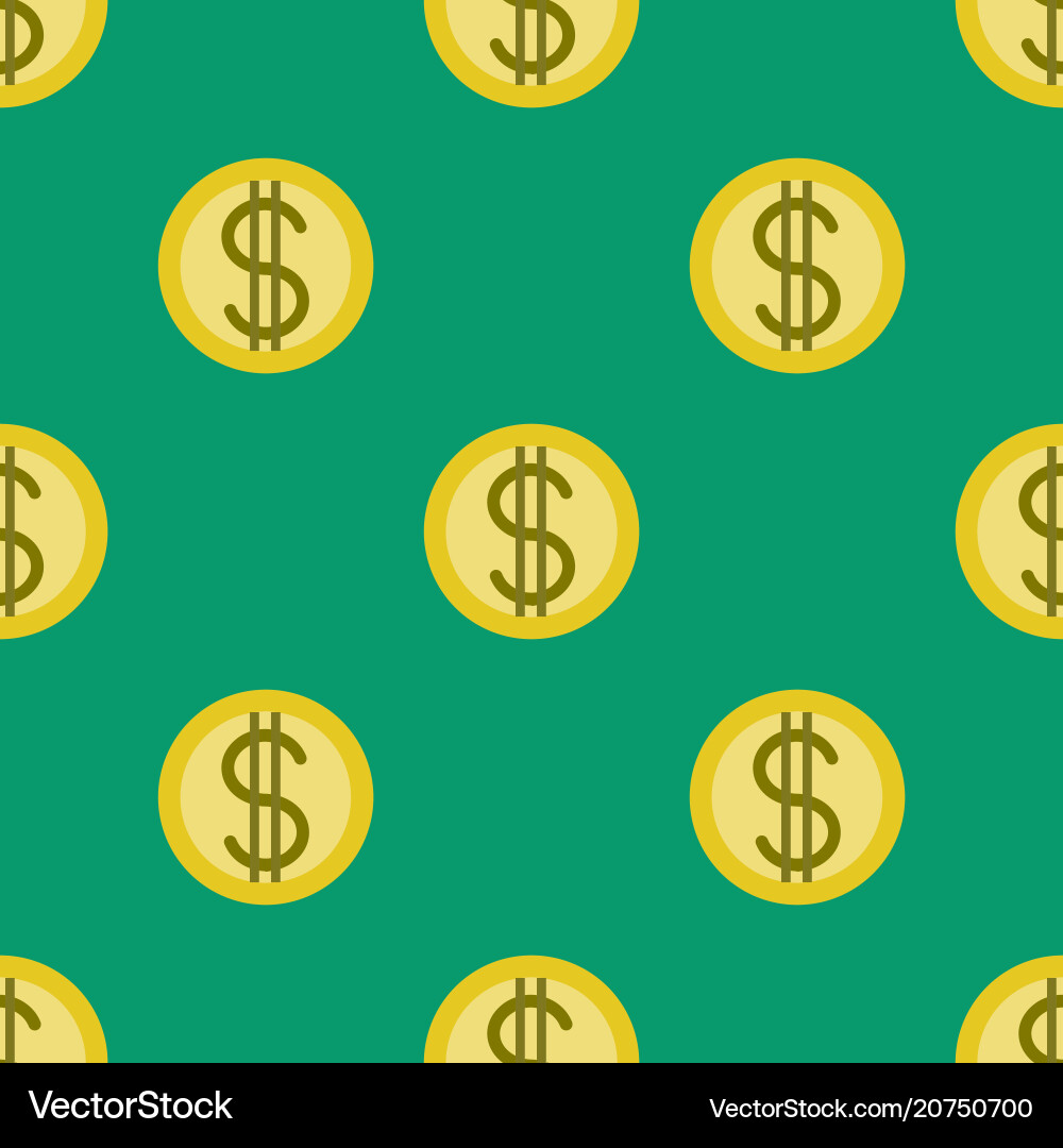 Golden coins with dollar signs seamless pattern Vector Image