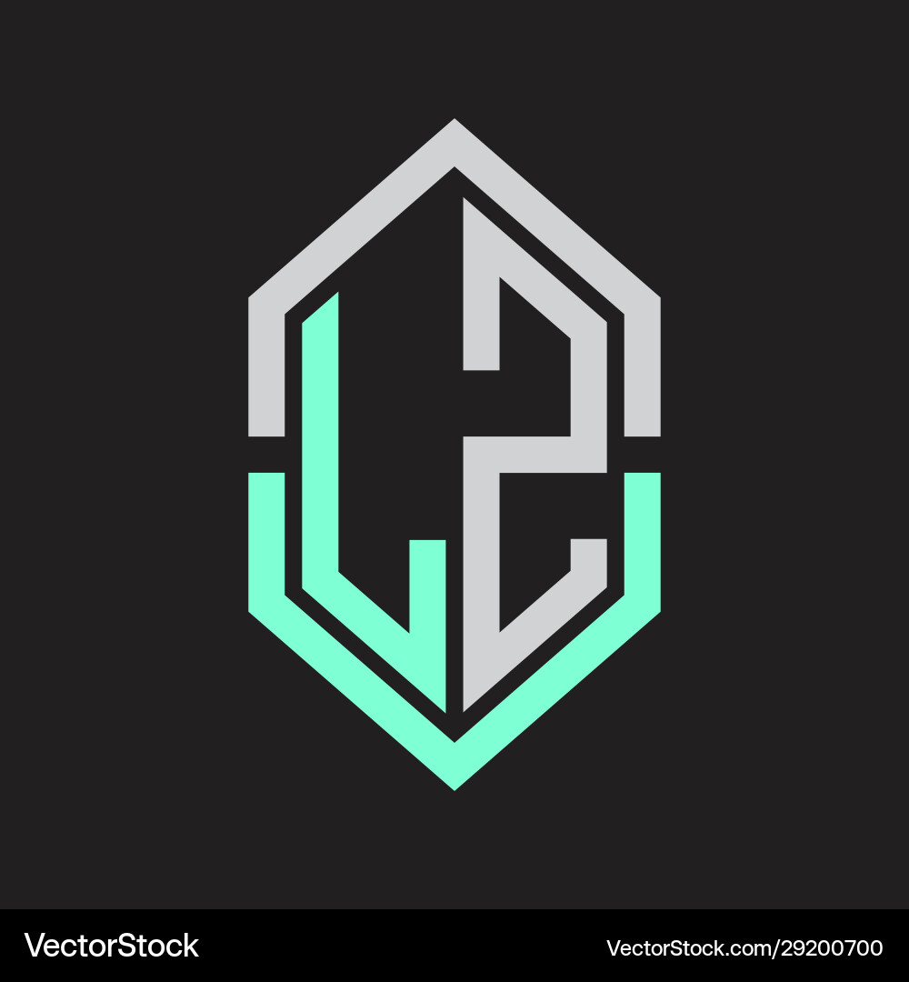 Lz logo monogram with hexagon shape and outline Vector Image