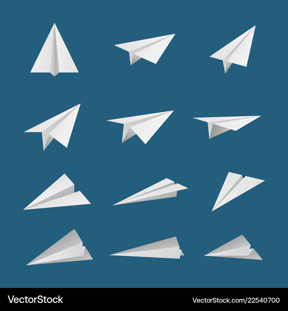 Paper plane or aircraft simple flat style icon set