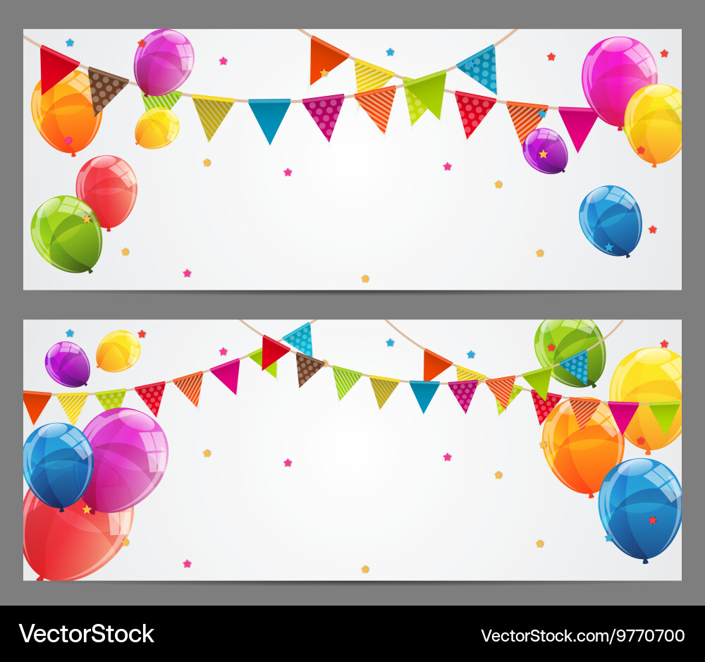 Party background baner with flags and balloons Vector Image