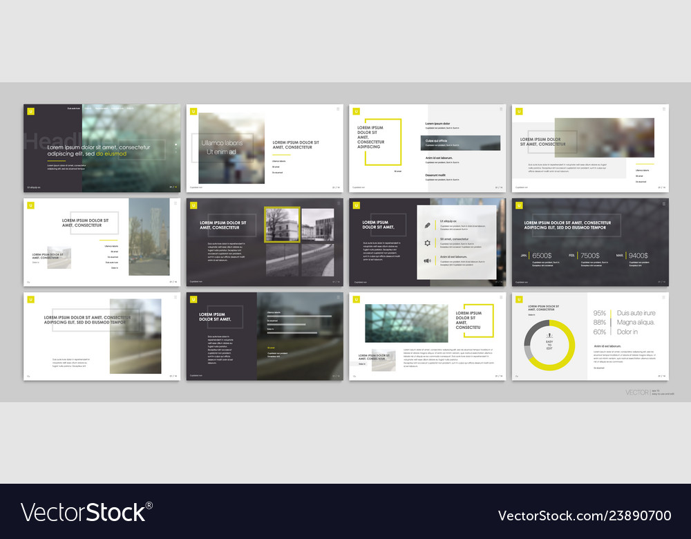 Presentation templates with red elements Vector Image