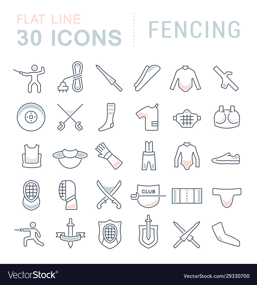 Set line icons fencing Royalty Free Vector Image
