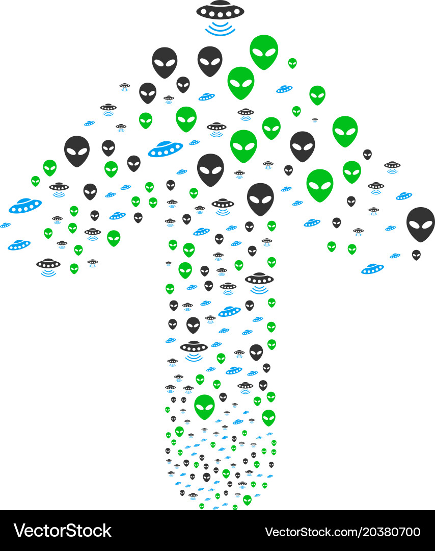 Upwards movement arrow shape with ufo symbols Vector Image