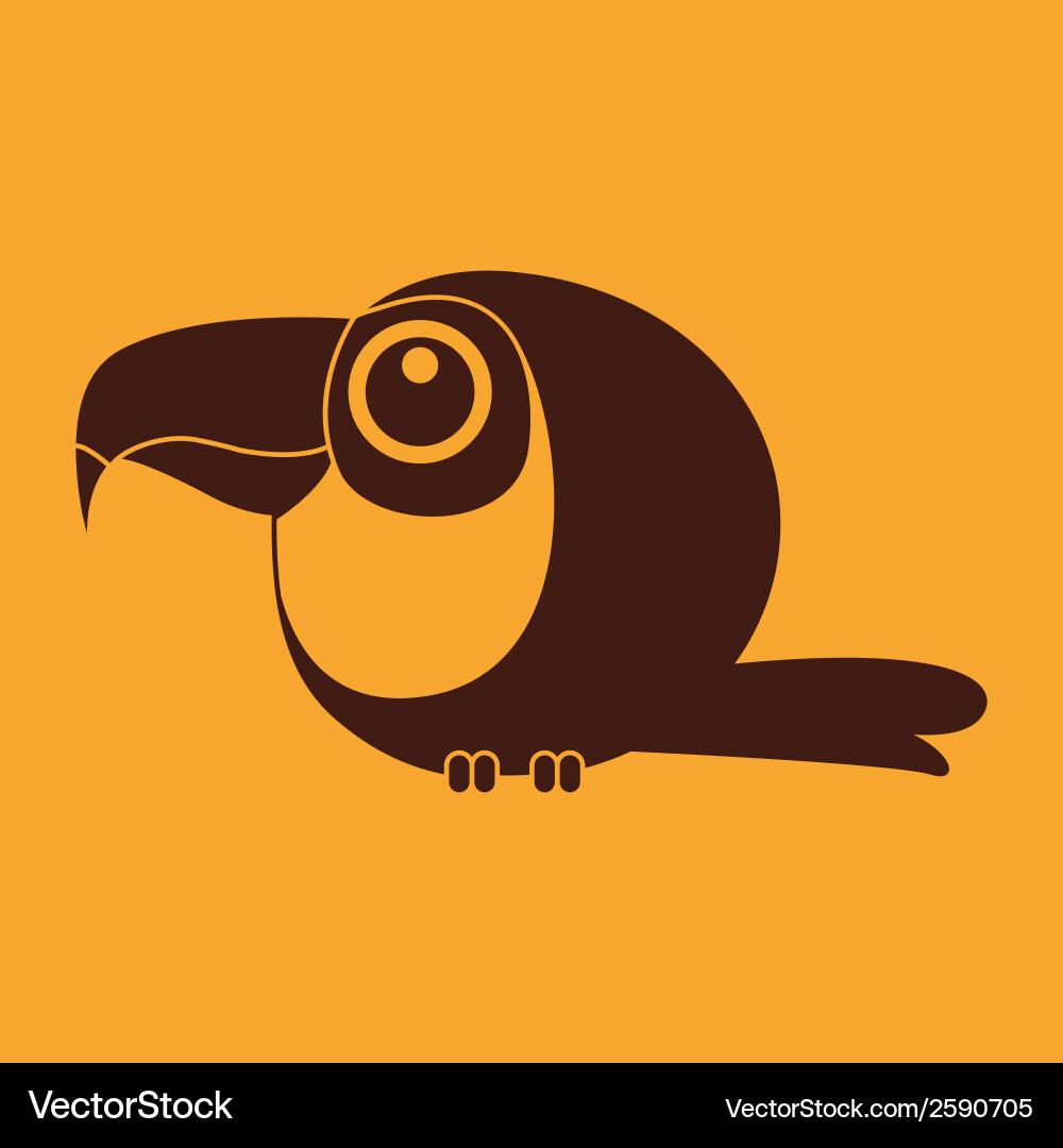 Abstract cute toucan on a yellow background Vector Image