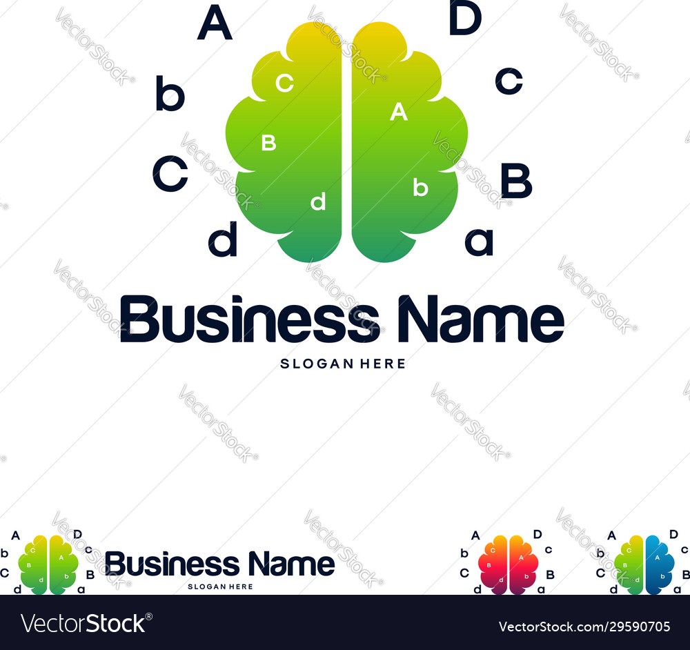 Brain logo designs concept education Royalty Free Vector