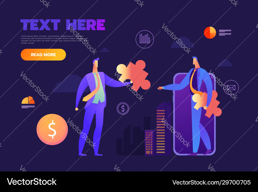 Businessmen with dollar puzzle and money problem Vector Image