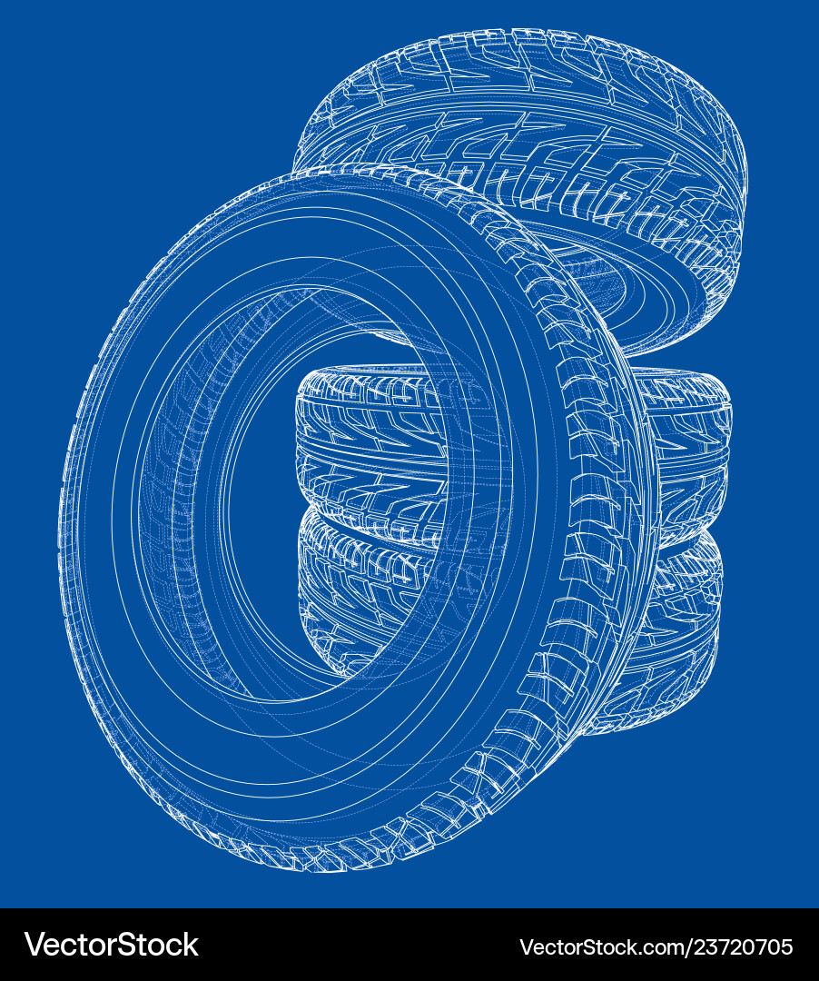 Car tires concept rendering of 3d Royalty Free Vector Image