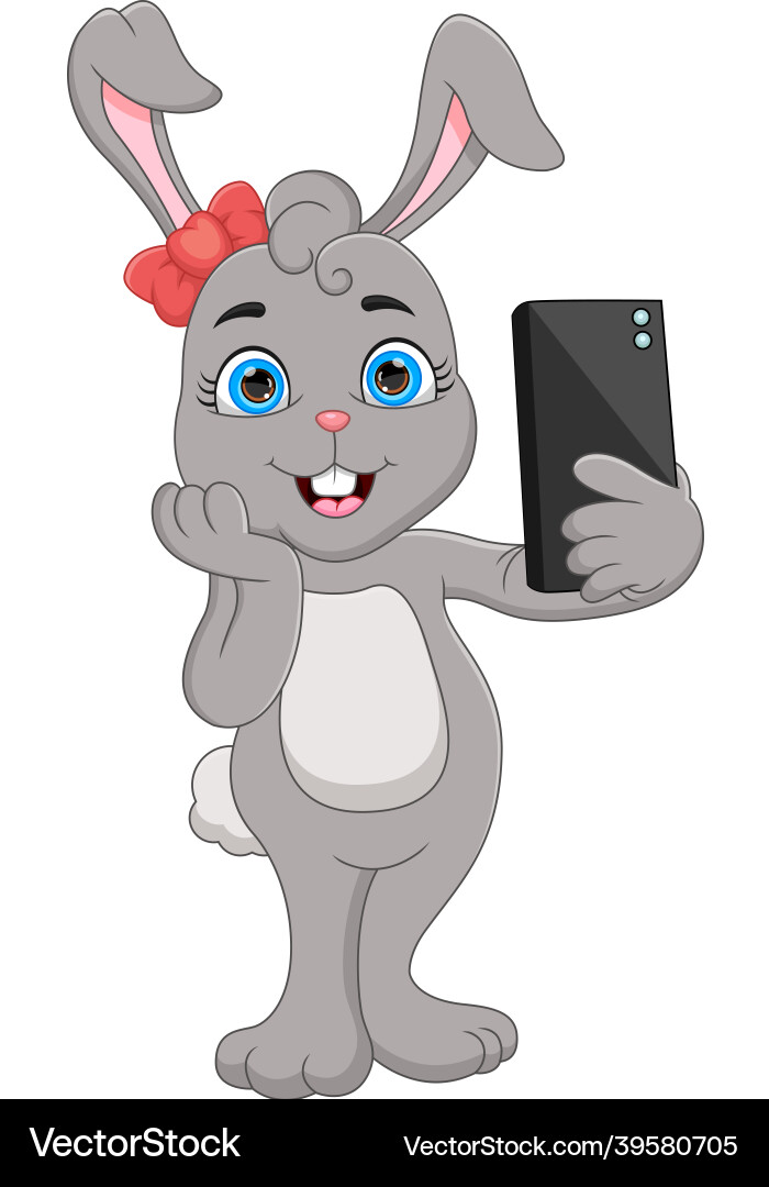 Cartoon happy rabbit taking a selfie Royalty Free Vector