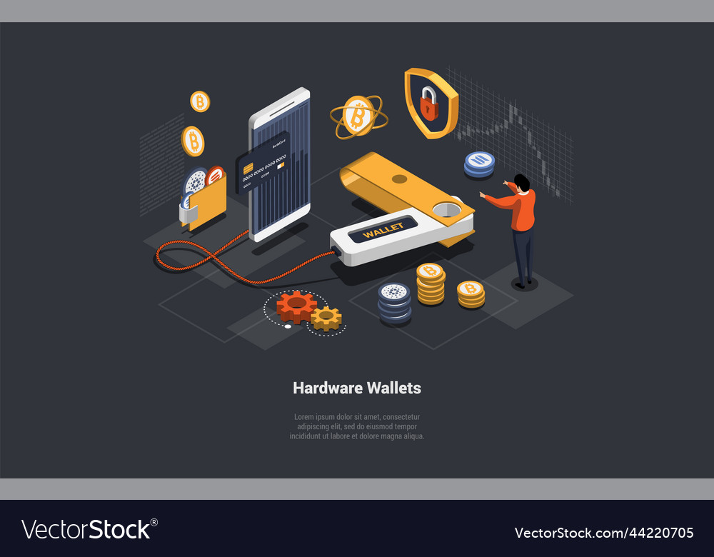 Cryptocurrency safe storage and hardware offline Vector Image Cryptocurrency safe storage and hardware offline Vector Image