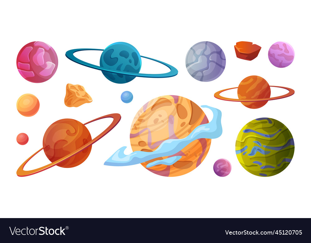 Fantasy alien planets for space world game Vector Image