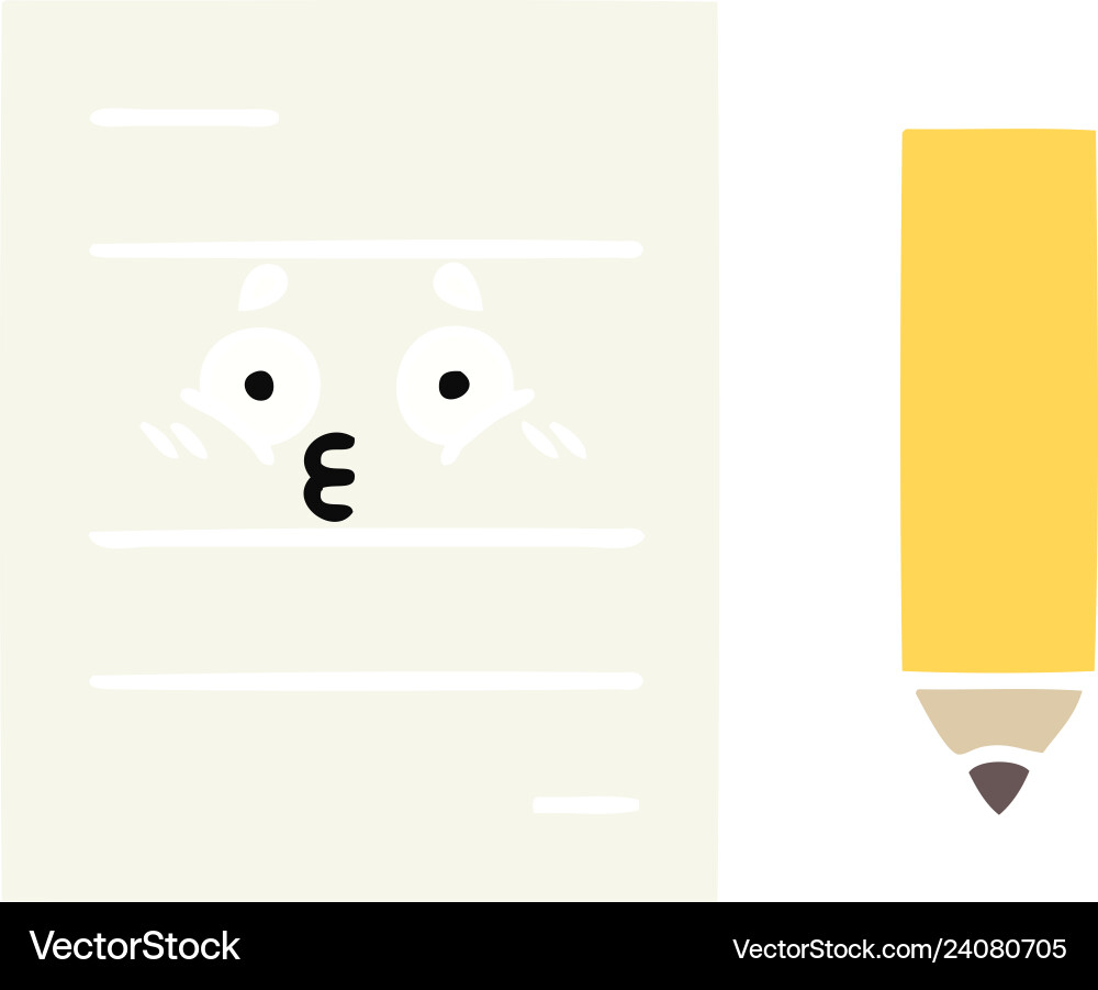 Flat color retro cartoon test paper Royalty Free Vector