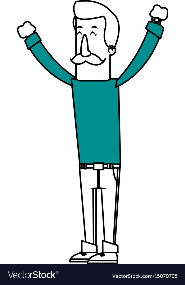 Flat line standing man with mustache icon design Vector Image Flat line standing man with mustache icon design Vector Image