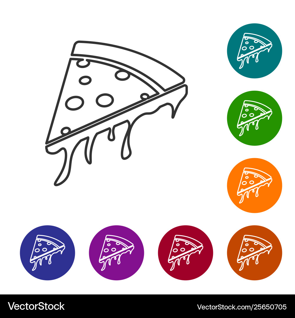 Grey slice pizza line icon isolated on white Vector Image