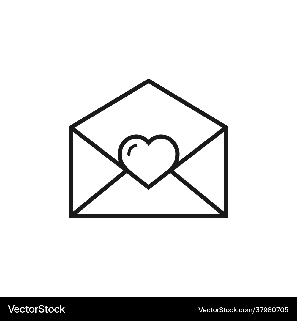Heart love mail letter line icon Royalty Free Vector Image