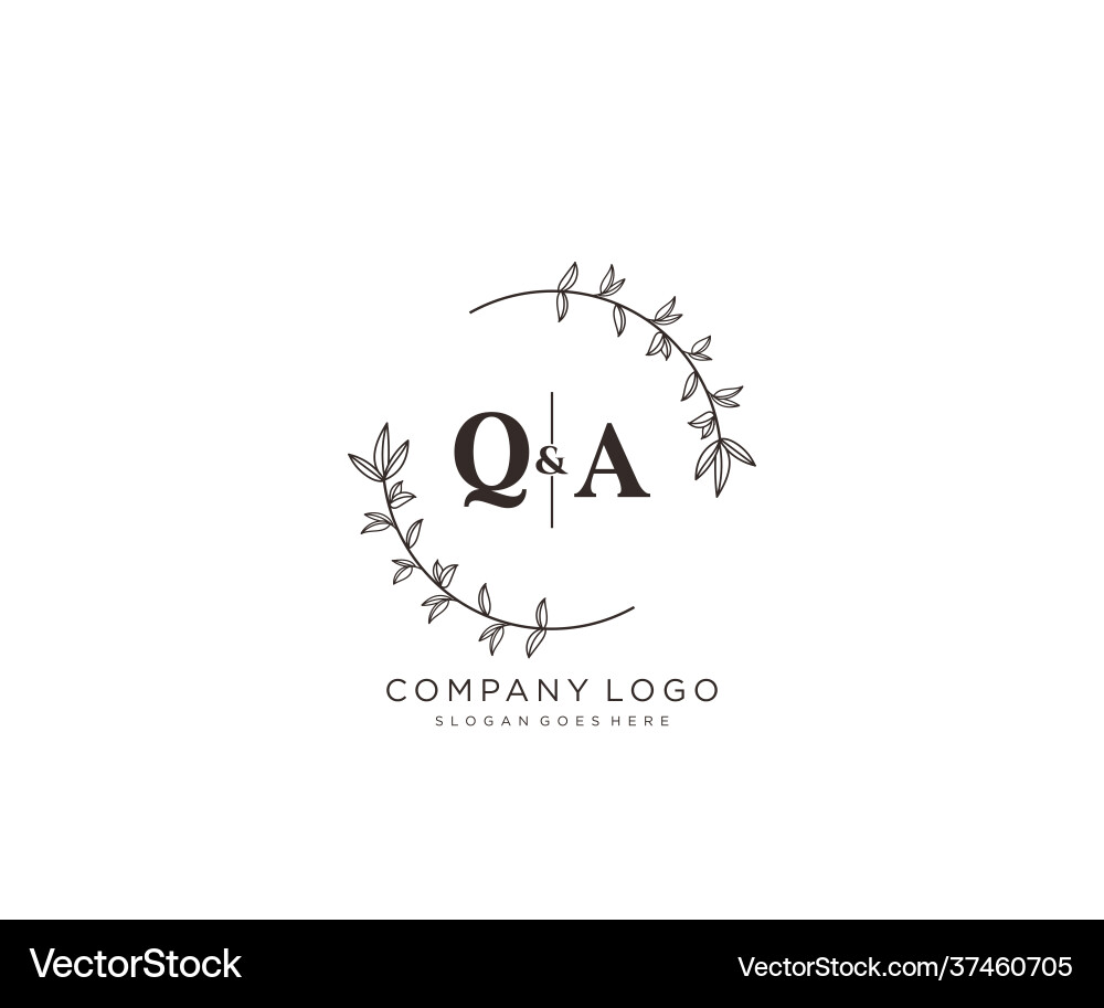 Initial qa letters beautiful floral feminine Vector Image