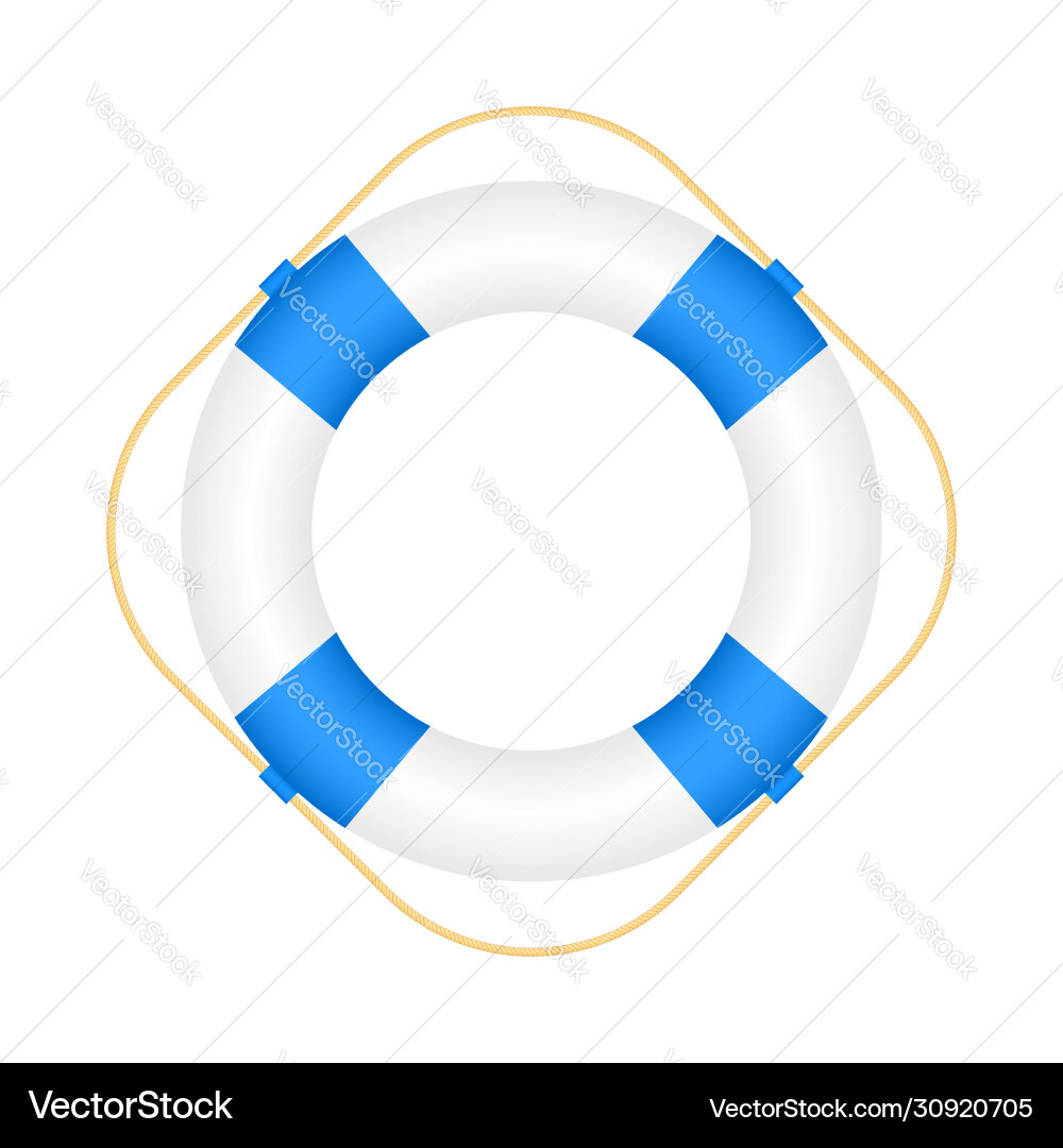 Realistic style set lifebuoy isolated on white Vector Image