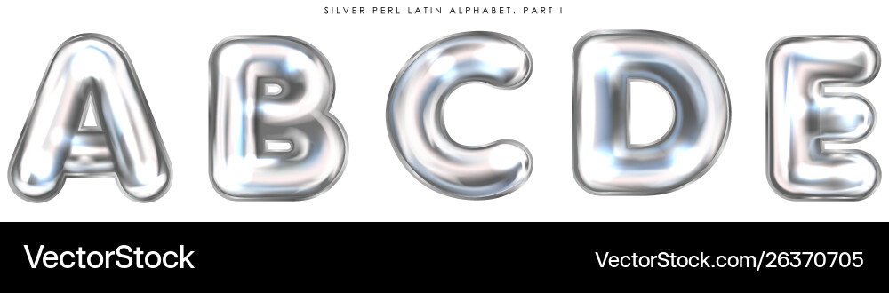 Silver perl foil balloon inflated alphabet Vector Image