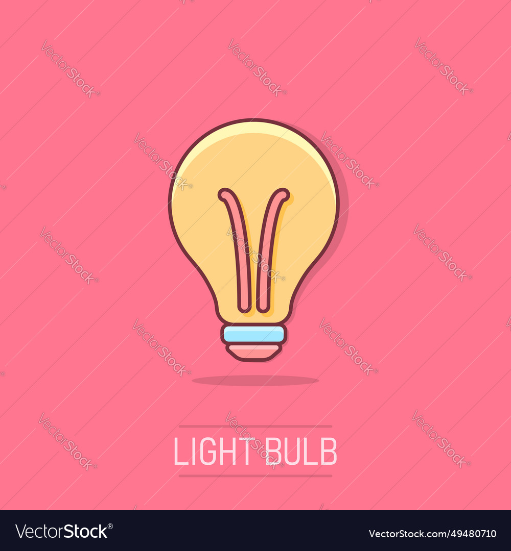 Cartoon halogen lightbulb icon in comic style Vector Image Cartoon halogen lightbulb icon in comic style Vector Image