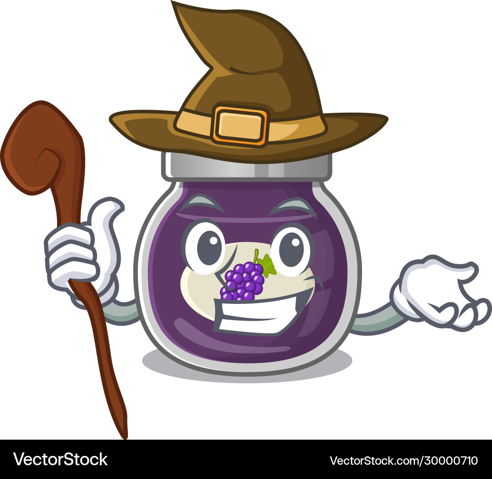 Cartoon mascot style grape jam dressed Royalty Free Vector