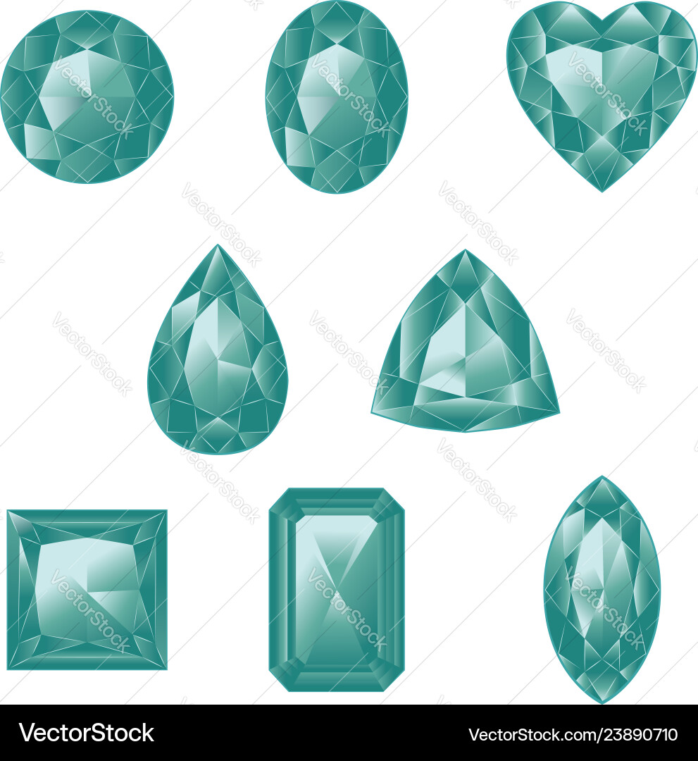 Green gemstones set Royalty Free Vector Image - VectorStock