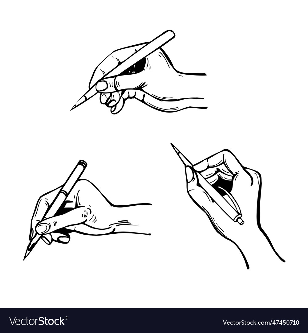 Hand wth a pen sketch Royalty Free Vector Image Hand wth a pen sketch Royalty Free Vector Image