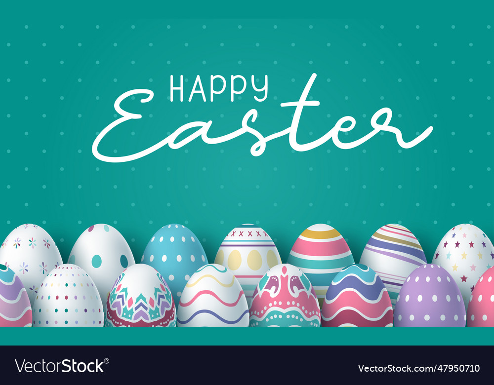 Happy easter background with realistic easter Vector Image