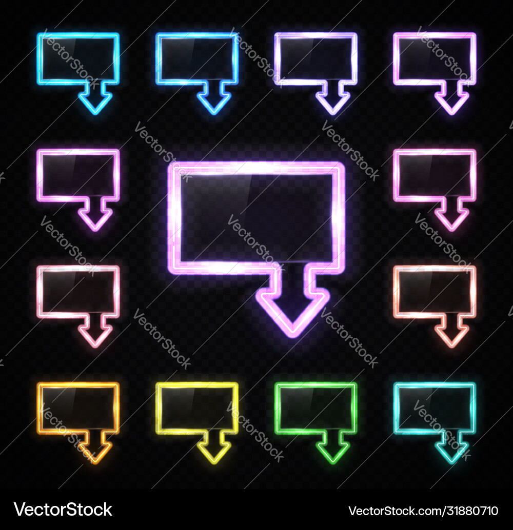 Neon arrow sign on transparent background Vector Image