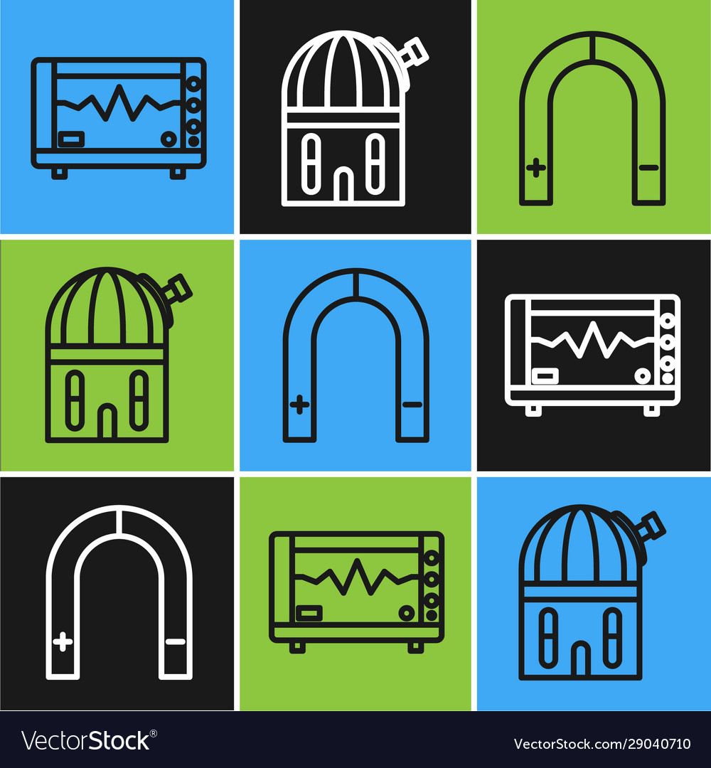 Set line computer monitor with cardiogram magnet Vector Image Set line computer monitor with cardiogram magnet Vector Image