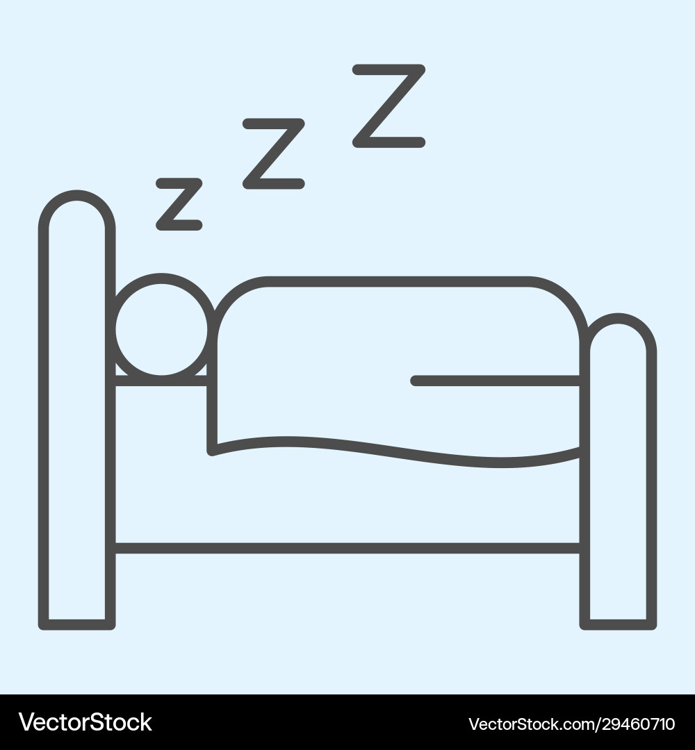 Sleeping time thin line icon person sleep on bed Vector Image