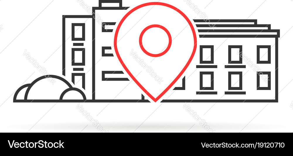 Thin line house geo location pinpoint Royalty Free Vector