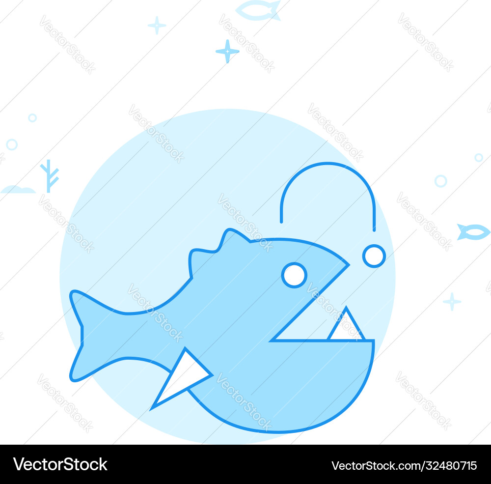 Anglerfish deep sea fish flat icon light blue Vector Image