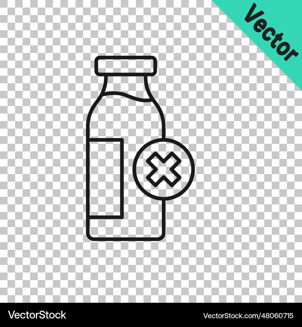 Black line lactose intolerance icon isolated Vector Image