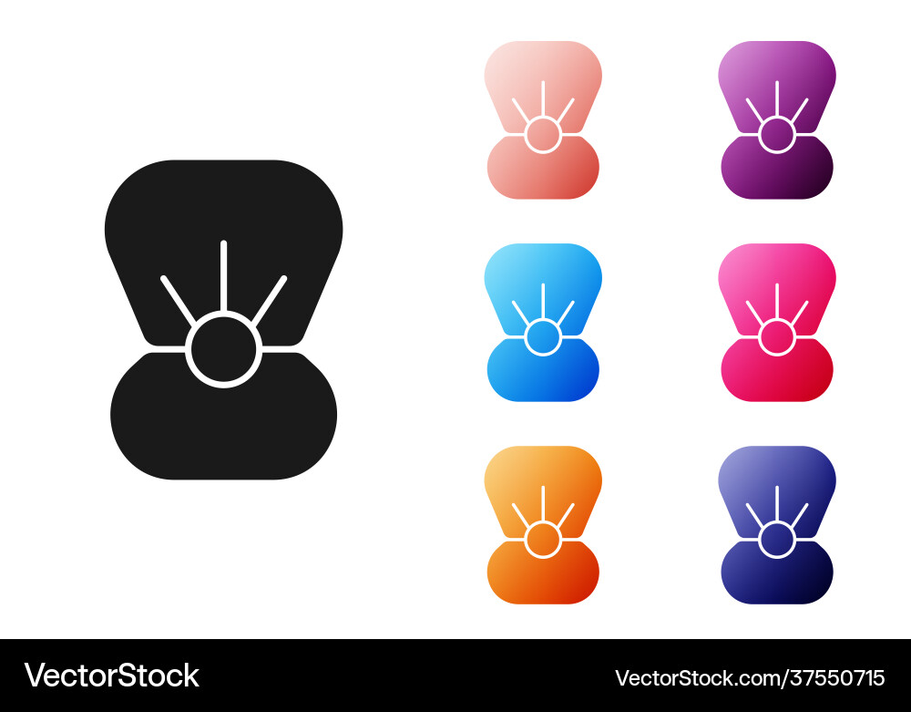 Black natural open shell with pearl icon isolated Vector Image