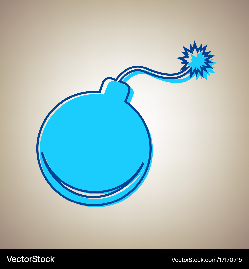 Bomb sign sky blue icon Royalty Free Vector Image