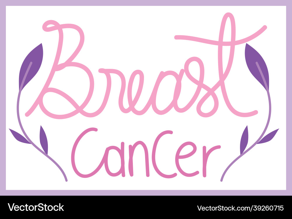 Breast cancer lettering Royalty Free Vector Image