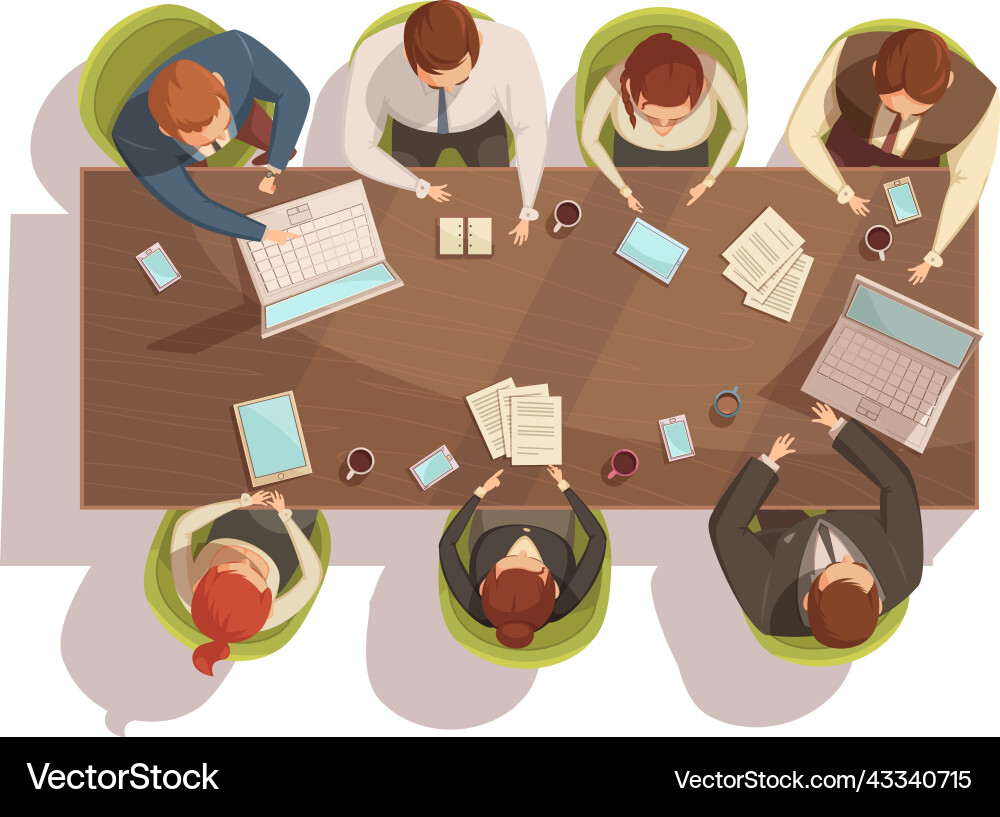Business meeting top view concept Royalty Free Vector Image