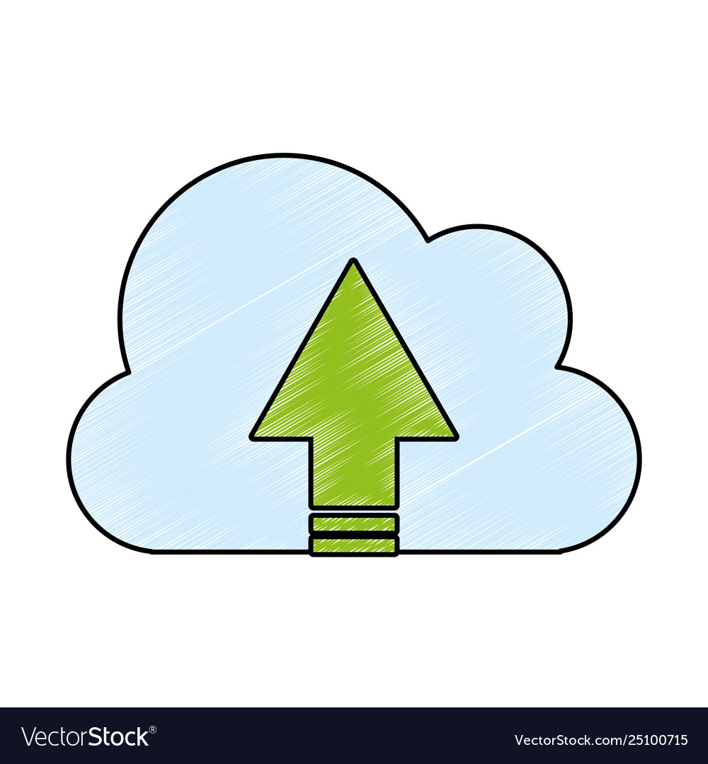 Cloud computing upload scribble Royalty Free Vector Image