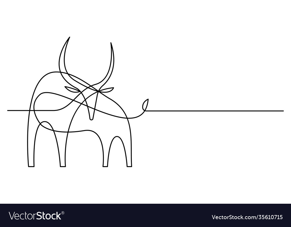 Continuous line bull drawing style Royalty Free Vector Image