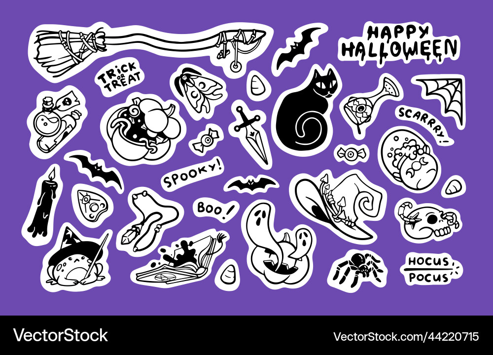 Halloween holiday stickers bundle spooky design Vector Image