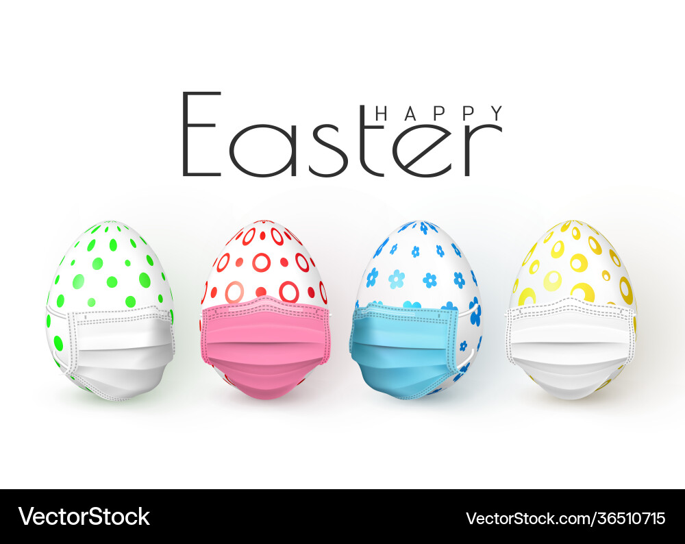 Happy easter color easter egg in medical face Vector Image