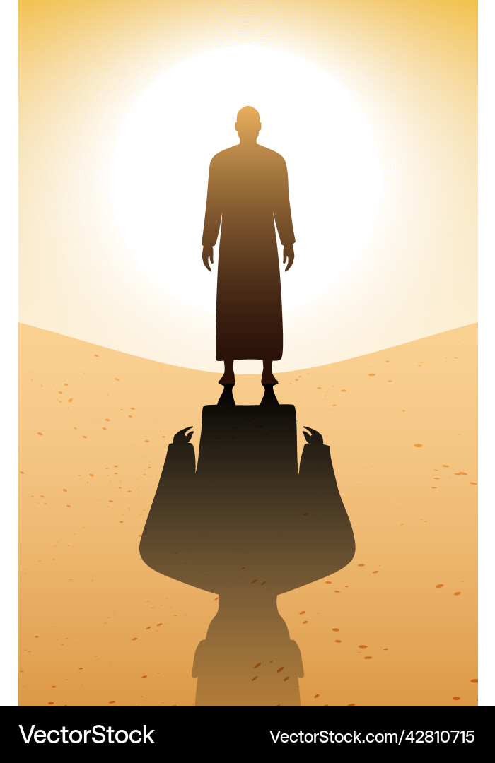 Man dressed in a robe standing on sandy Royalty Free Vector