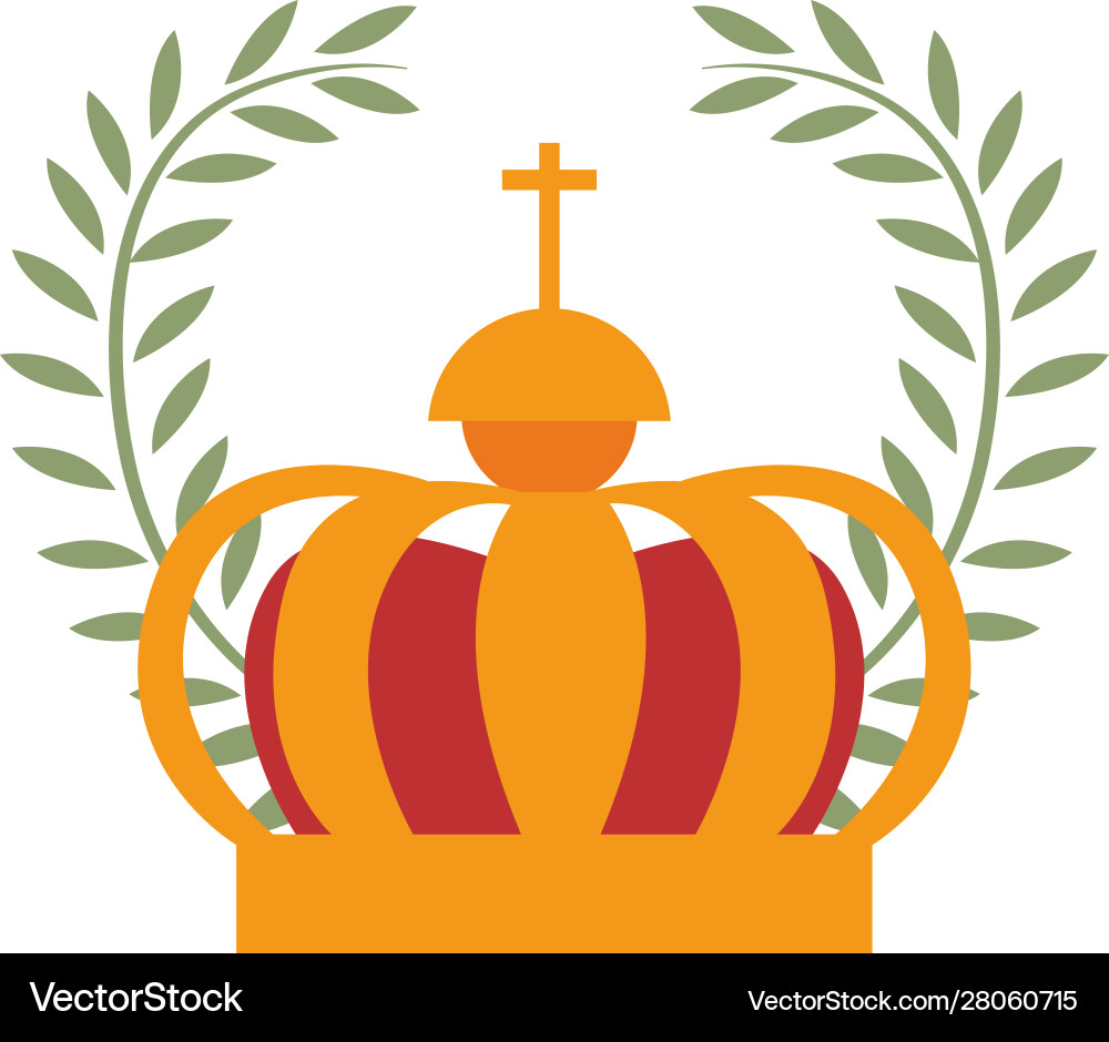 Medieval king crown with wreath flat style icon Vector Image