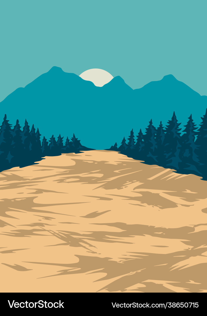 Natural scenery colorful poster Royalty Free Vector Image