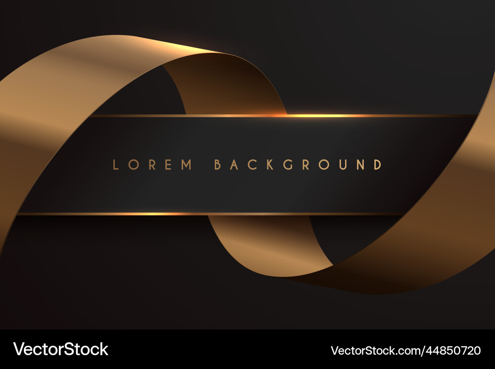 Black stripe with gold ribbon background Vector Image