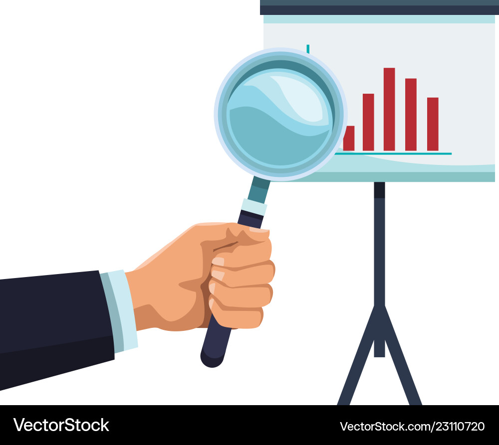Businessman hand with magnifying glass checking Vector Image