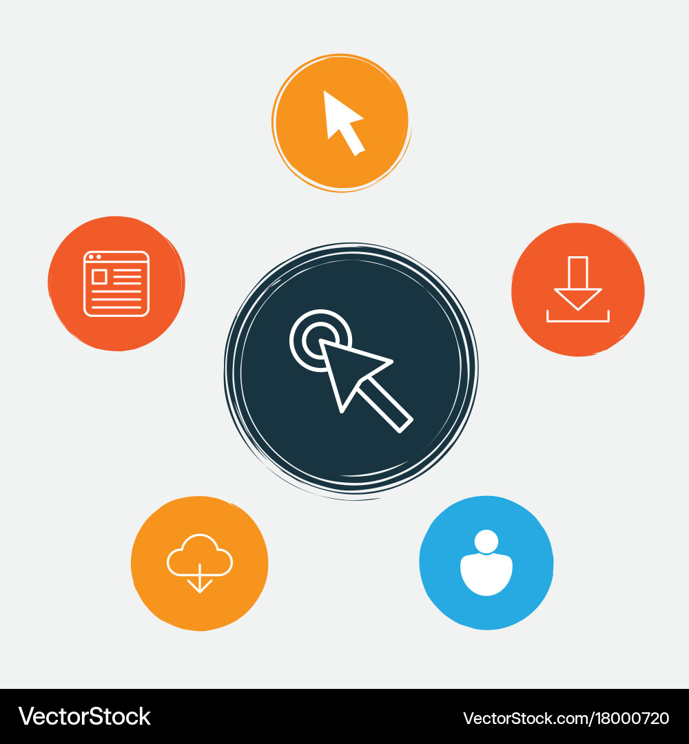 Connection icons set collection of user cursor Vector Image