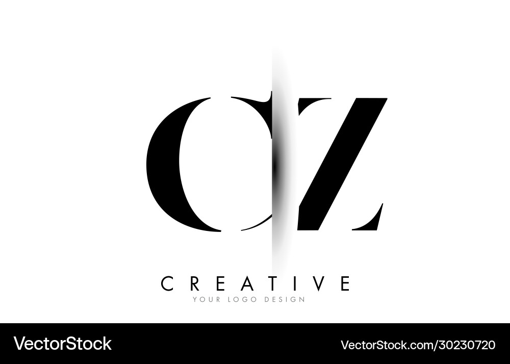 Cz c z letter logo with creative shadow cut design