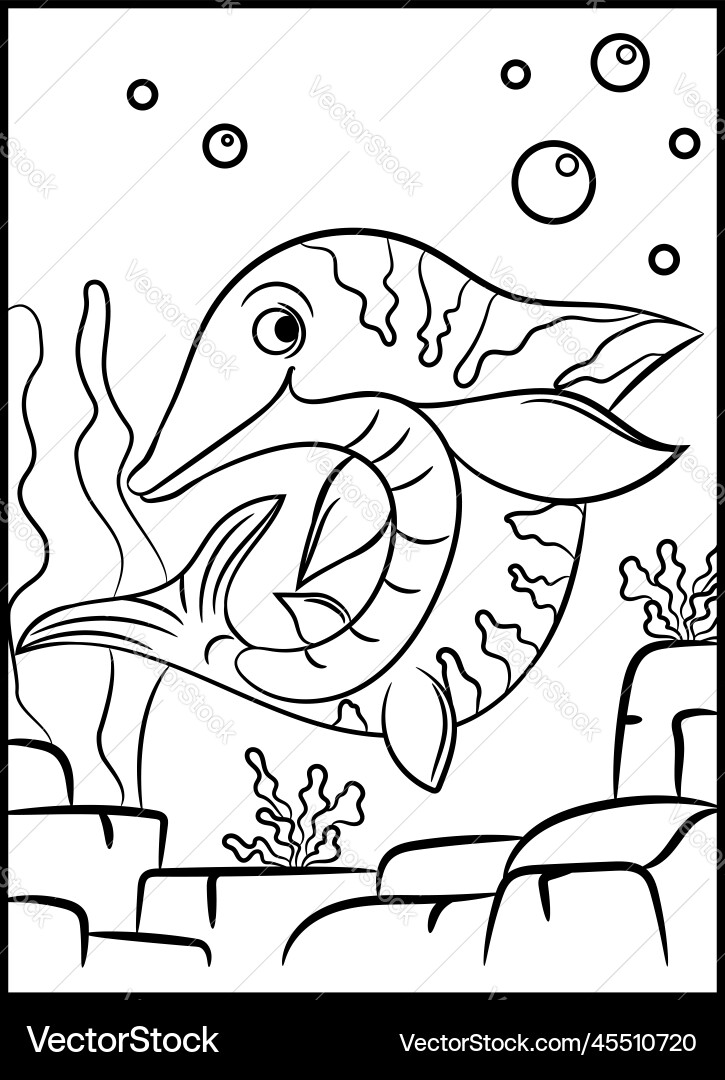 Dinosaur coloring page kids preschool activity Vector Image